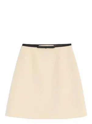 Valentino Garavani Wool Tweed Skirt With Crepe Couture Detail - Black / Multicolor / Neutral