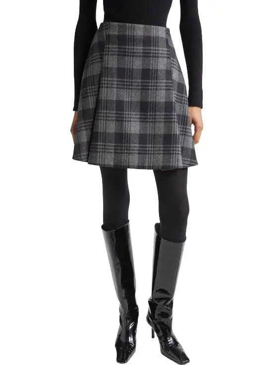 Proenza Schouler Cassia Plaid Virgin Wool A-line Skirt - Grey Multi