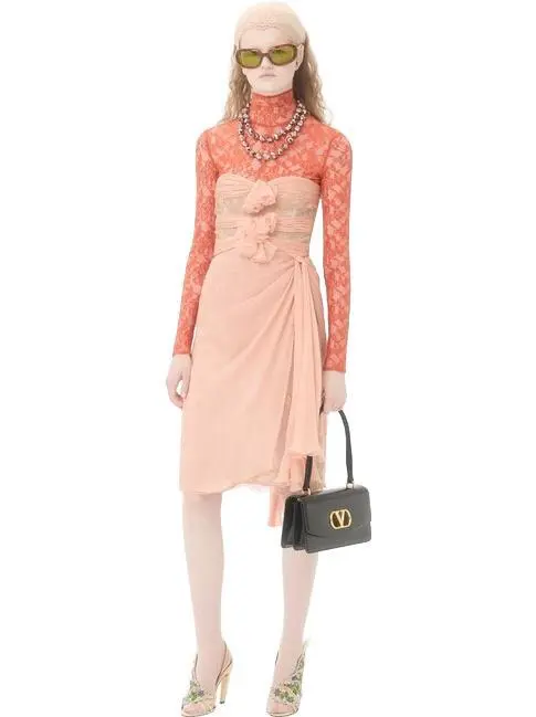 Valentino Garavani Creponne Chiffon Dress - Pink