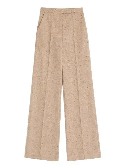 Valentino Garavani Natté Buttoned Weave Palazzo Trousers - Beige