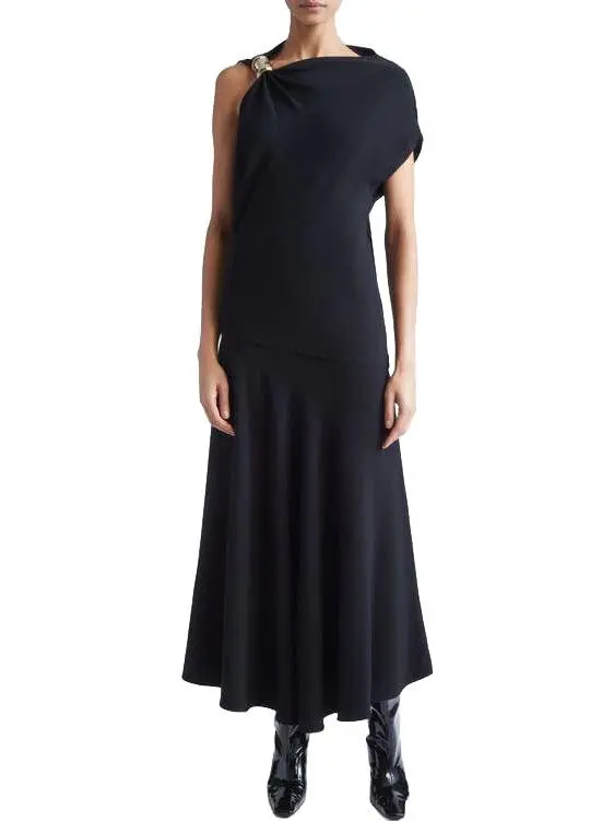 Proenza Schouler Asymmetric Matte Crepe Dress - Black