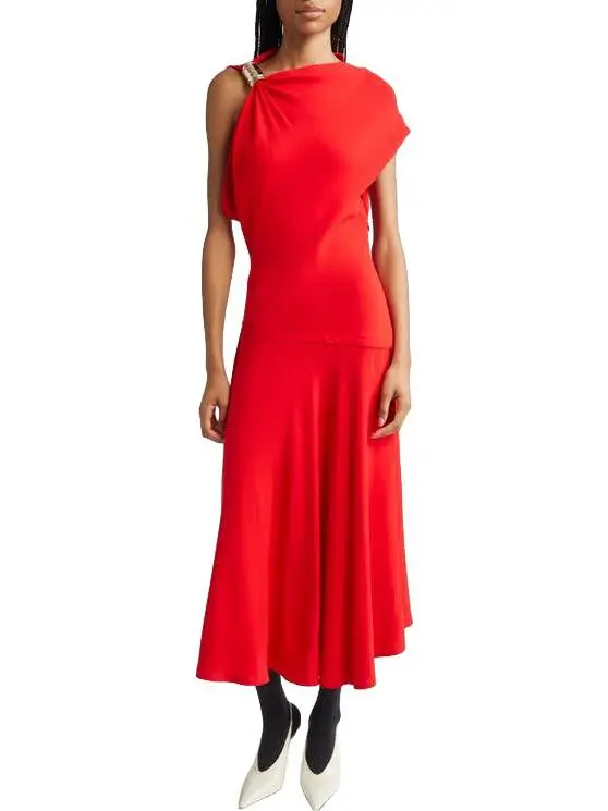 Proenza Schouler Asymmetric Matte Crepe Dress - Red