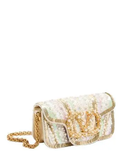 Valentino Garavani Locò Small Embroidered Shoulder Bag With Jewel Logo - Multicolor