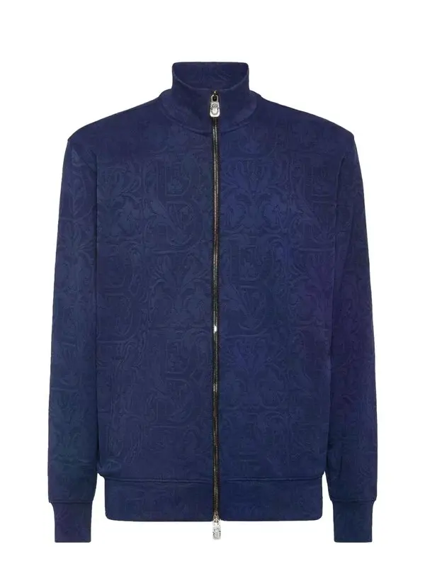 BILLIONAIRE Jacquard Zip-up Sweatshirt - Blue