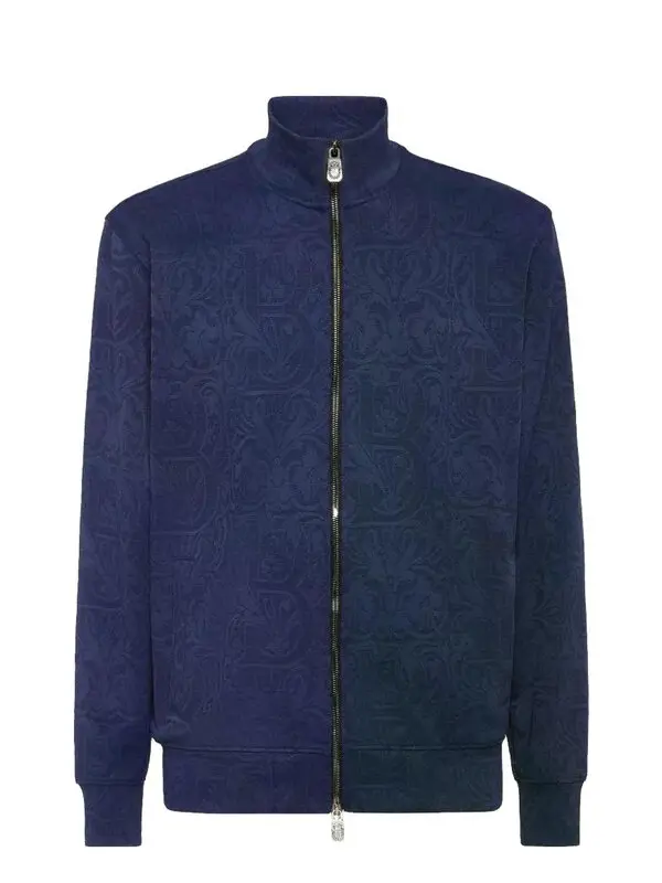 BILLIONAIRE Jacquard Zip-up Sweatshirt - Blue