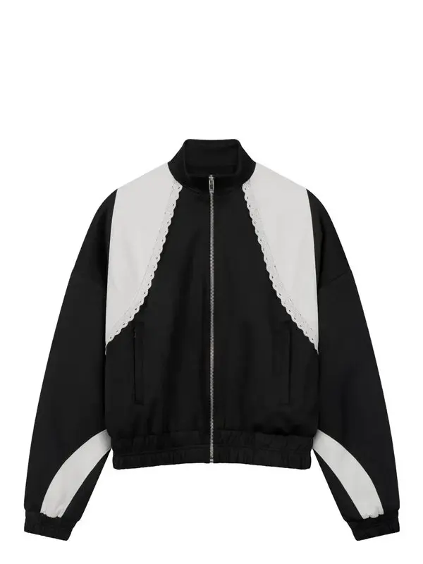 ROUGH. Contrast Long-sleeves Track Jacket - Black