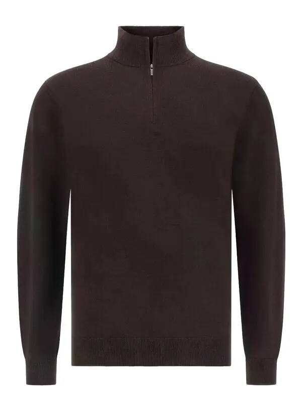 Boggi Milano Half-zip Wool Sweater - Brown