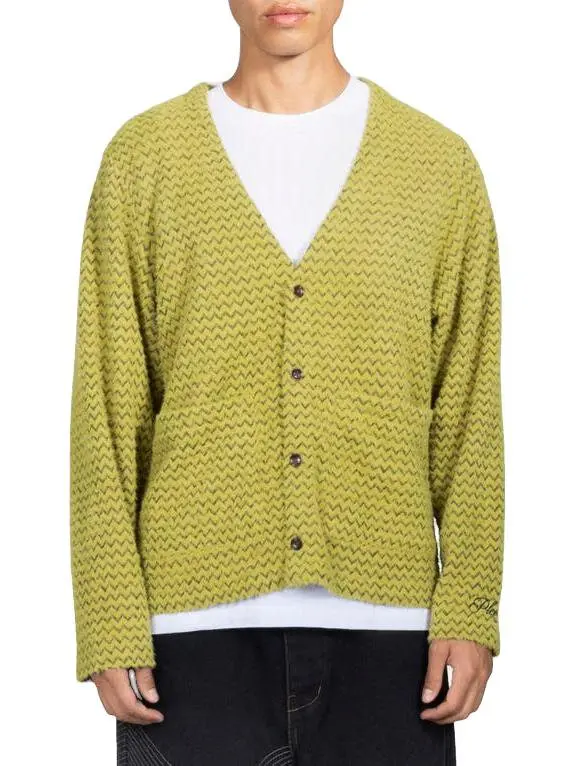 PLEASURES Zigzag Cardigan - Wasabi