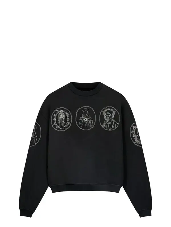 ROUGH. Circular-print Cotton Sweatshirt - Black