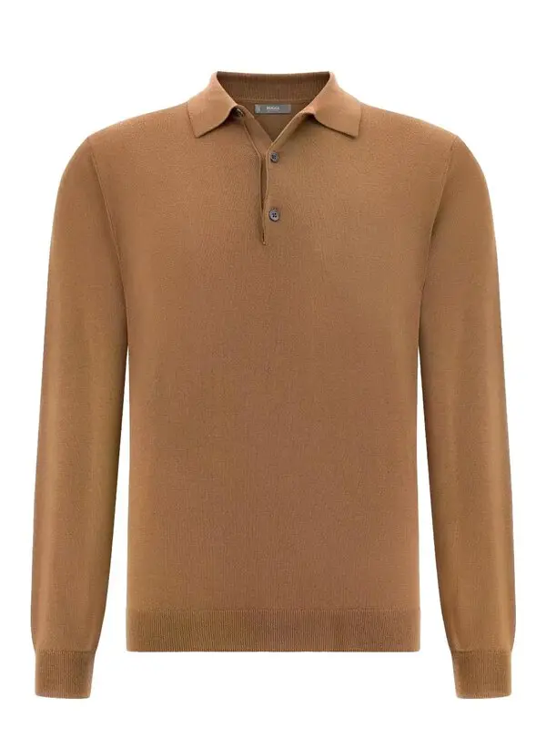 Boggi Milano Wool Polo Sweater - Brown