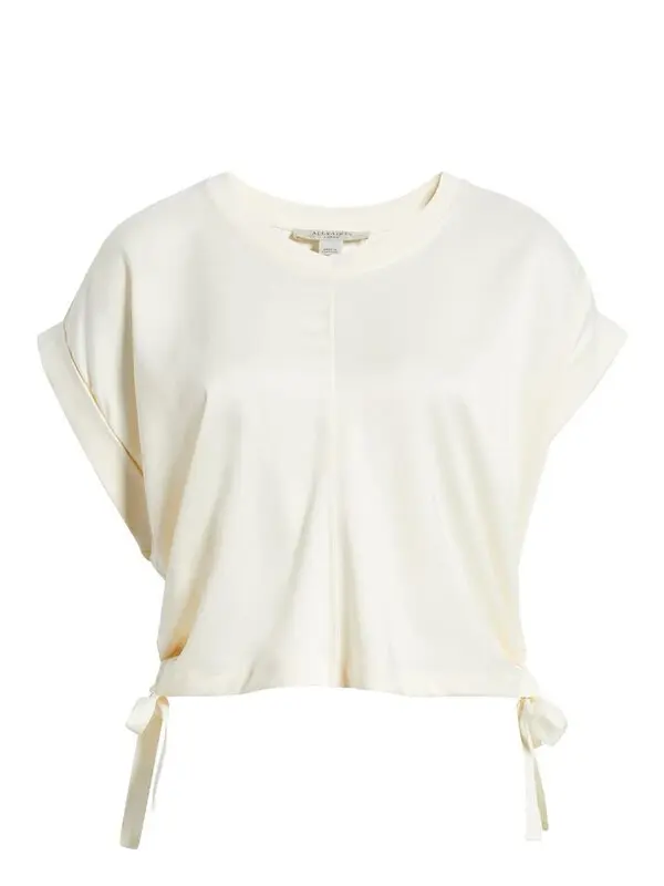 ALLSAINTS Mira Cinched Side Satin T-shirt - Tofu White