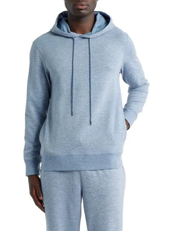 Daniel Buchler Pinstripe Pajama Hoodie - Blue Stripe