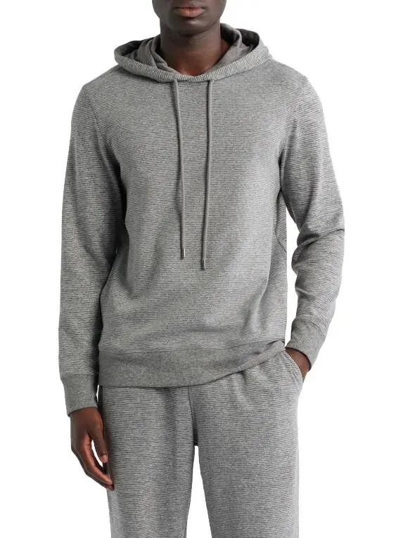 Daniel Buchler Pinstripe Pajama Hoodie - White Grey Stipe
