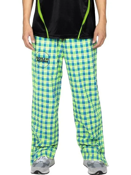 PLEASURES X Boiler Room Practice Plaid Track Pants - Neon