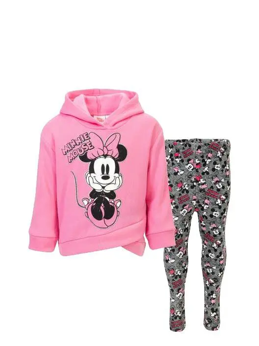 Disney Fleece Pullover Hoodie And Leggings Set - Pink Glitter