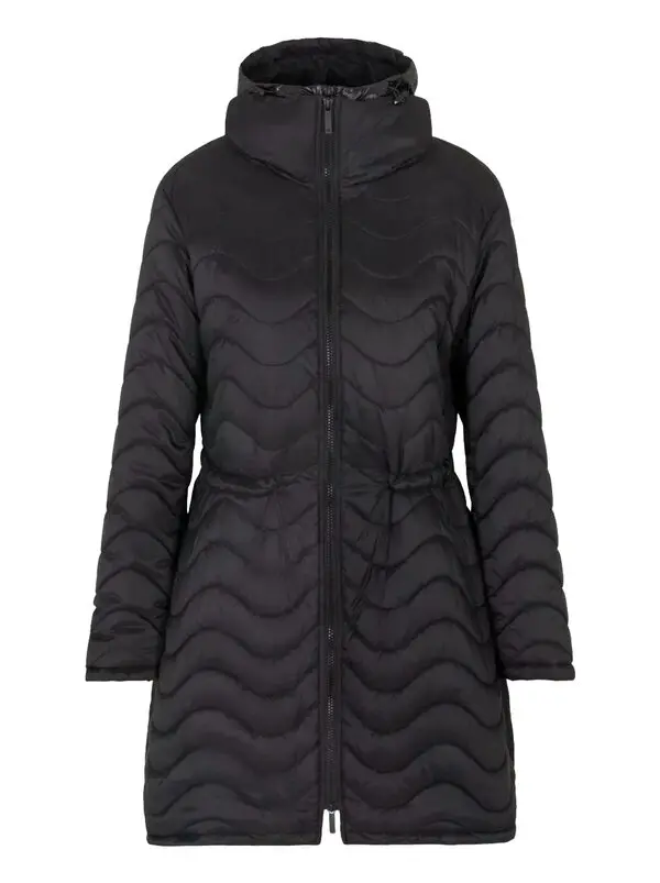 Emporio Armani Quilted Hooded Coat - Black