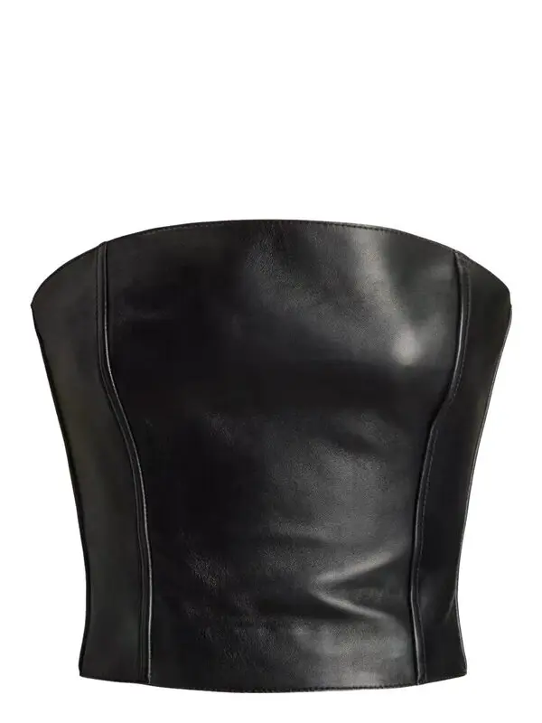 Ralph Lauren Strapless Leather Top - Black