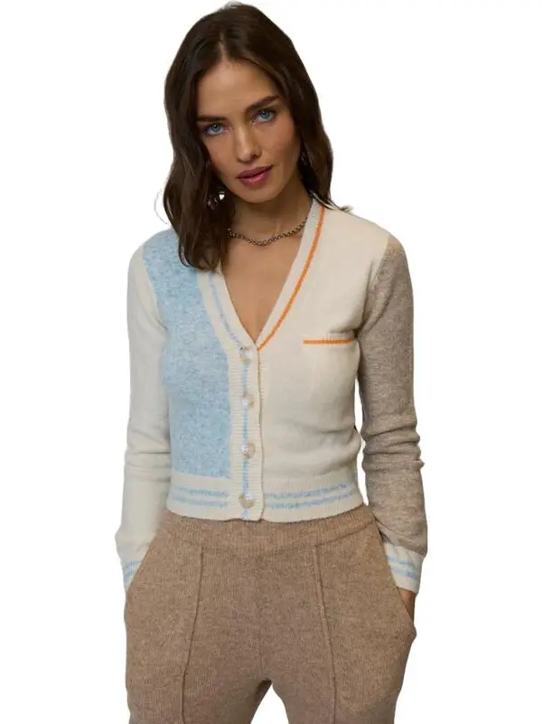 Central Park West Cozy Button V-neck Cardigan - Multi