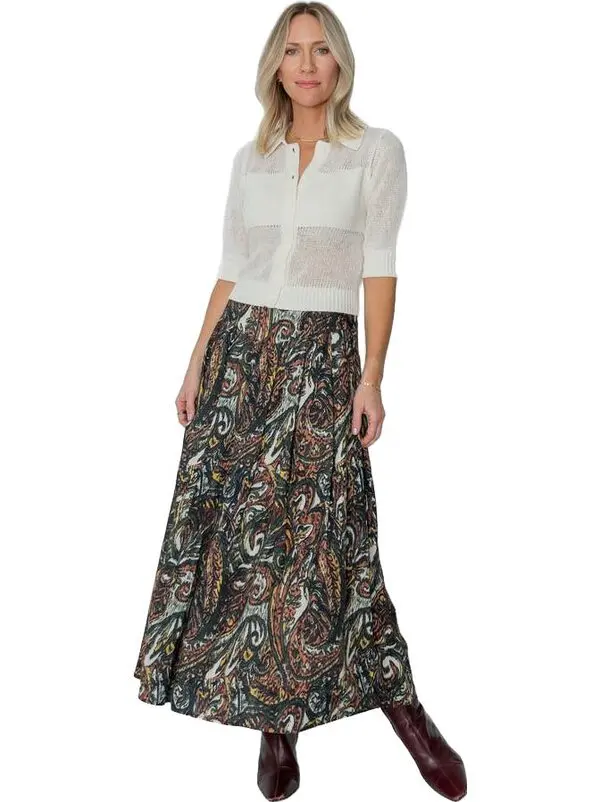 WEST OF Veronique Ankle Skirt - Emilie Ikat Paisley