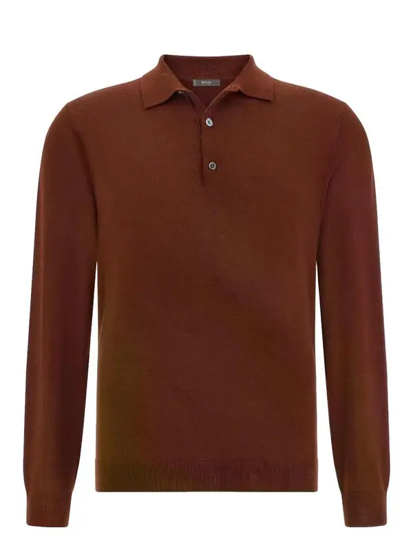 Boggi Milano Wool Polo Shirt - Brown