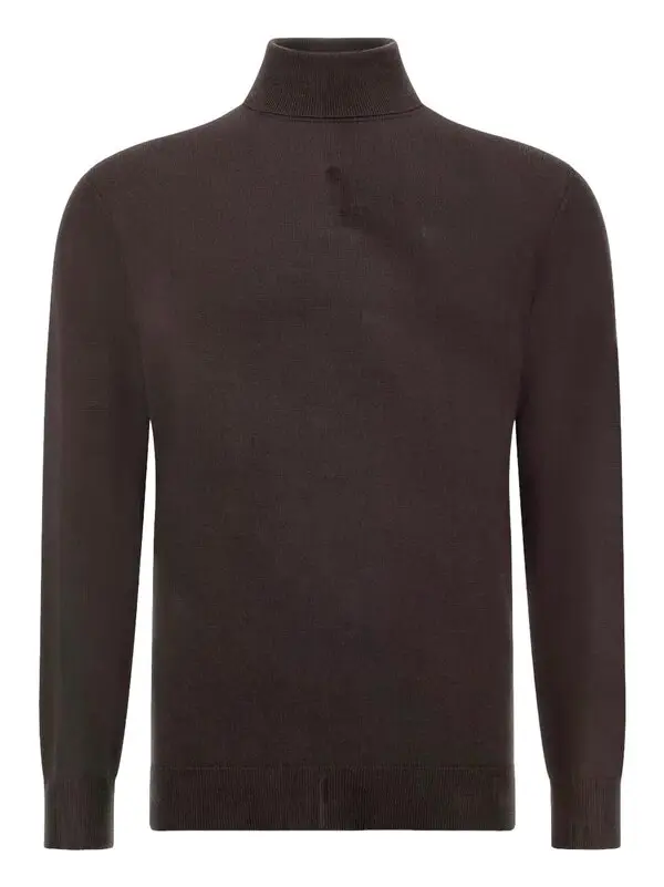 Boggi Milano Turtleneck Merino Wool Sweater - Brown