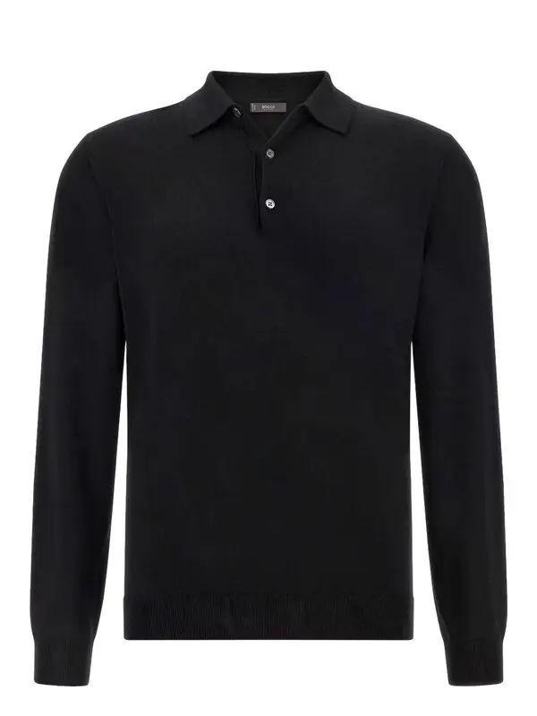 Boggi Milano Long-sleeve Polo Sweater - Black