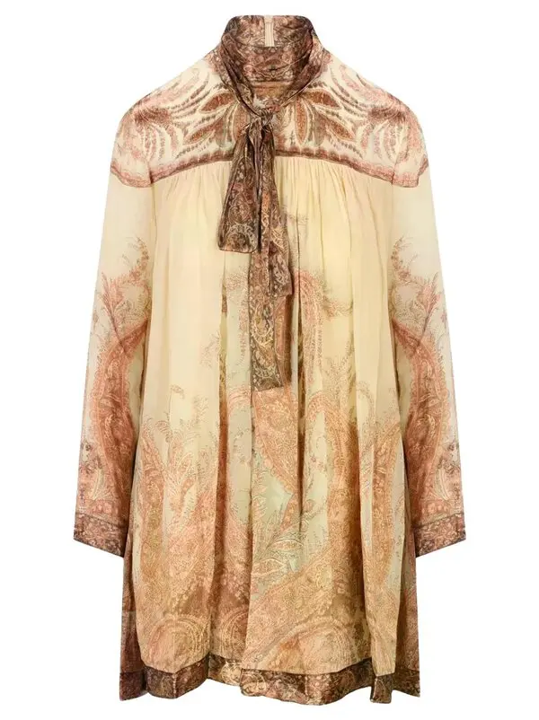 Zimmermann Hypnotic Paisley-print Mini Dress - Neutrals