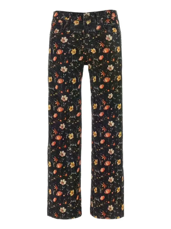 R13 Joan Kick Floral-print Jeans - Black