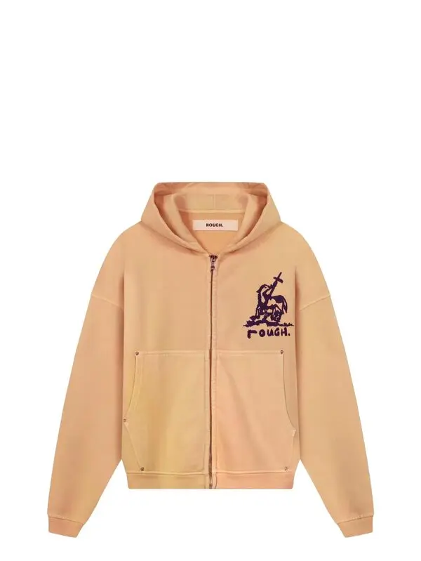 ROUGH. Graphic-print Zip-up Hoodie - Yellow