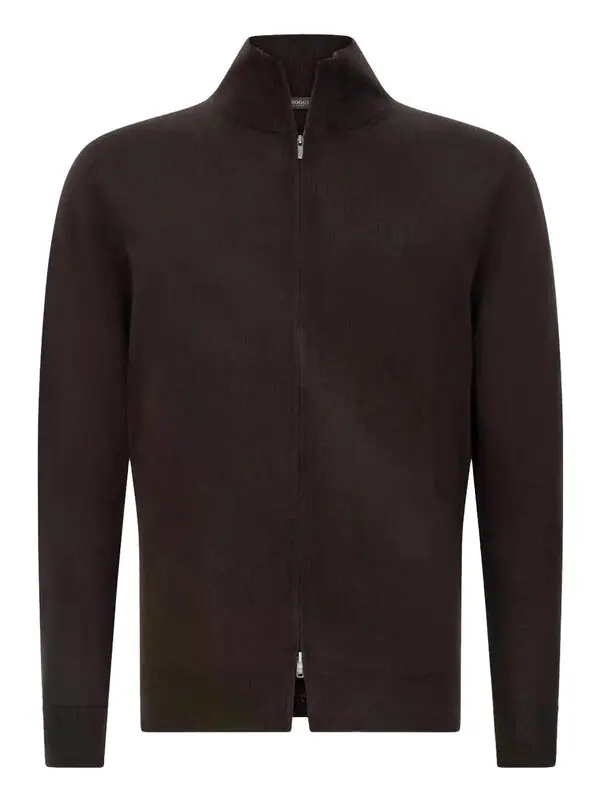 Boggi Milano Full-zip Merino Wool Cardigan - Brown