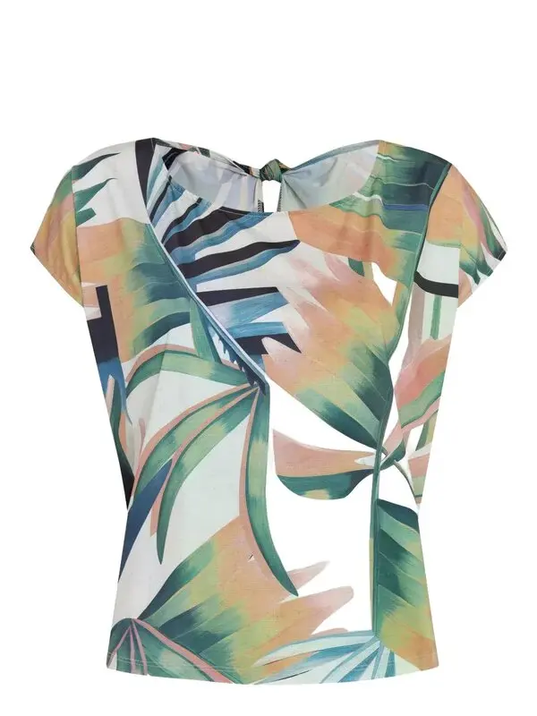LYGIA & NANNY Leaf-print Tie-back T-shirt - Green