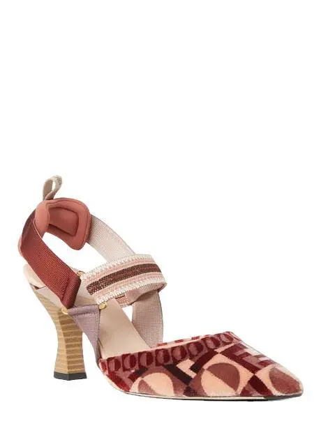 Fendi Colibri Slingback Pumps - Beige/rose/brown
