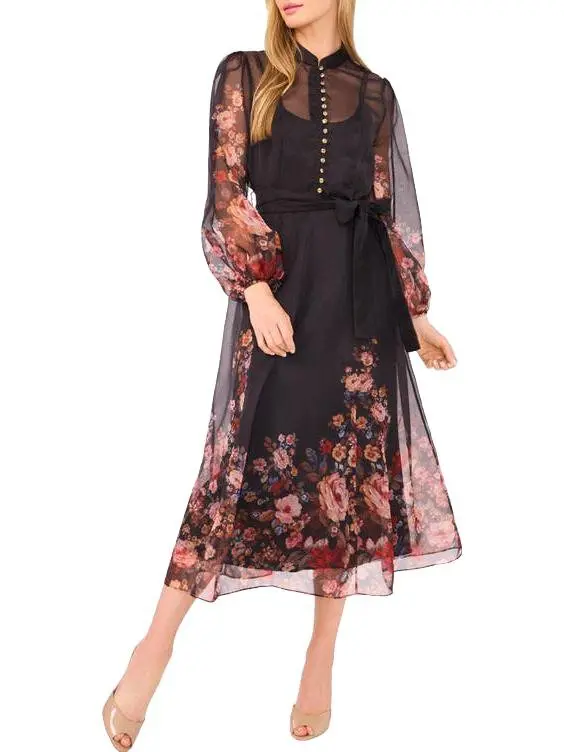 Ted Baker London Placement Print Organza Maxi Dress - Rich Black