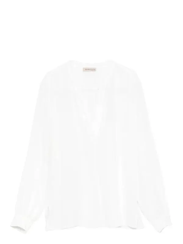 BLANCA VITA V-neck Long-sleeve Top - White