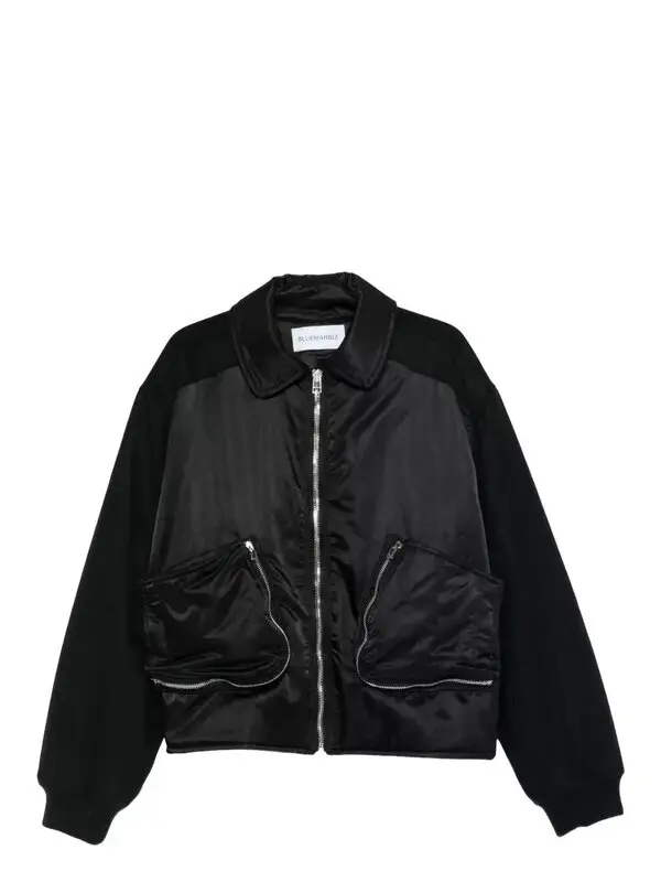 BLUEMARBLE Zip-front Wool-sleeve Bomber Jacket - Black