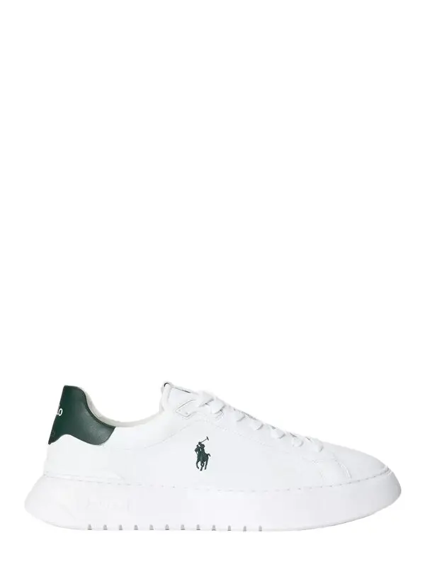 Polo Ralph Lauren Leather Sneakers With Polo Player Logo - White