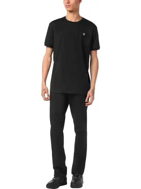 BILLIONAIRE Ss Round-neck Logo-motif T-shirt - Black