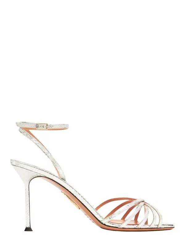AQUAZZURA 85mm Leather Sandals - Silver