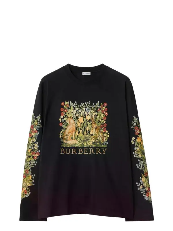 Burberry Forest-print Long-sleeve T-shirt - Black