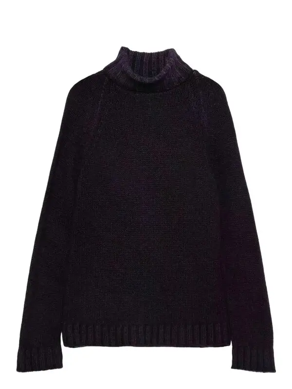 BASE Ribbed Turtleneck Sweater - Purple