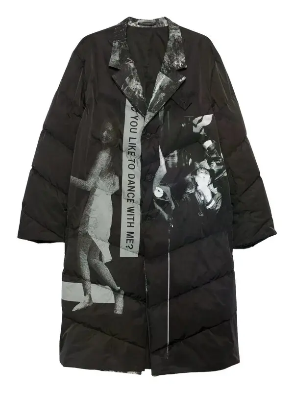Yohji Yamamoto Single-breasted Padded Coat - Black