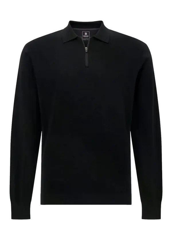 Boggi Milano Half-zip Wool Sweater - Black