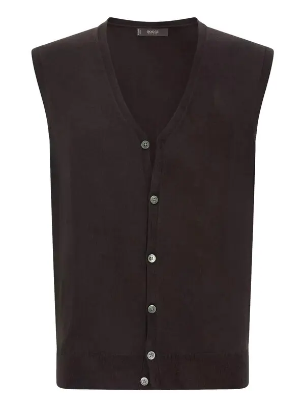 Boggi Milano Merino Wool Vest - Brown
