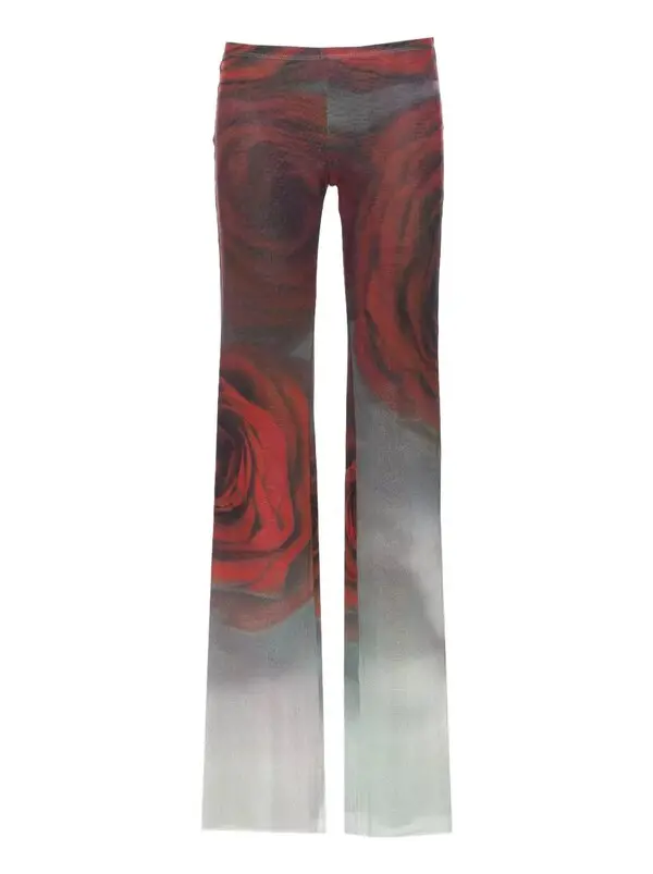 Jean Paul Gaultier Rose-print Mesh Trousers - Grey