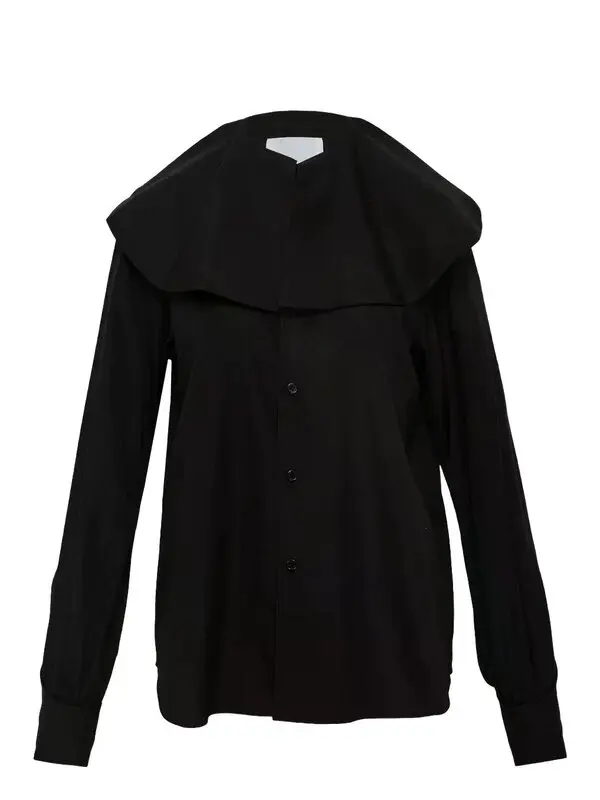 Noir Kei Ninomiya Wide-collar Cotton Shirt - Black