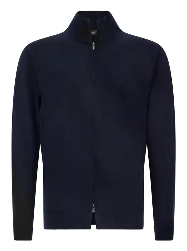 Boggi Milano Full-zip Merino Wool Cardigan - Blue