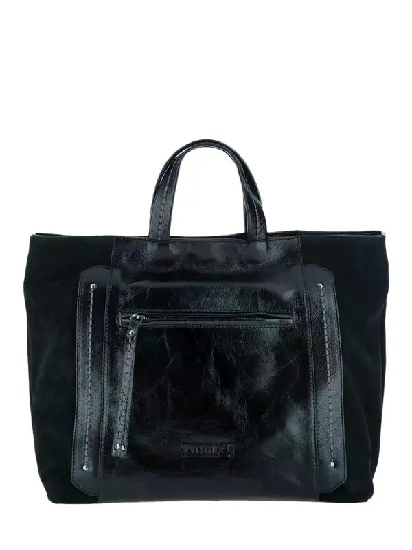VISONA` Leather Tote Bag - Black
