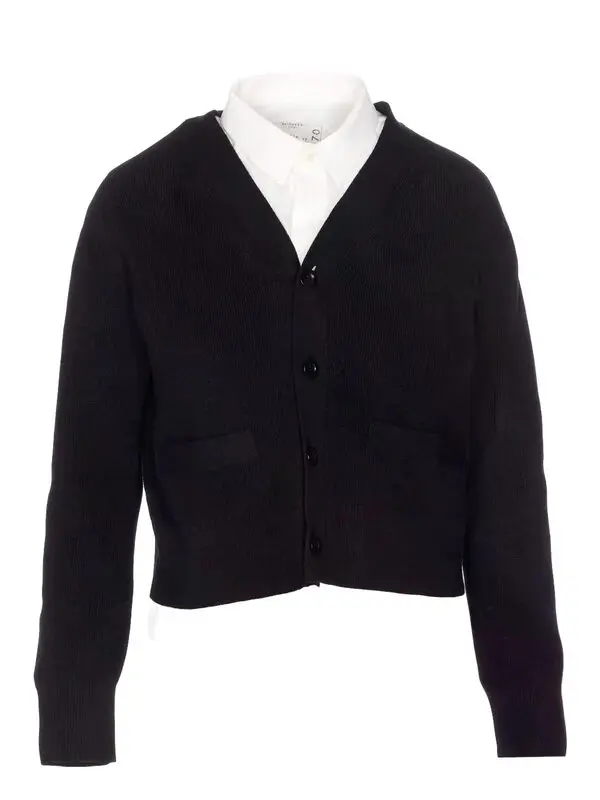 Sacai Button-front Knitted Cardigan - Black