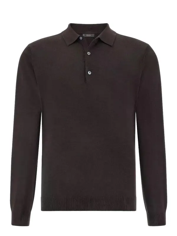 Boggi Milano Long-sleeve Polo Shirt - Brown