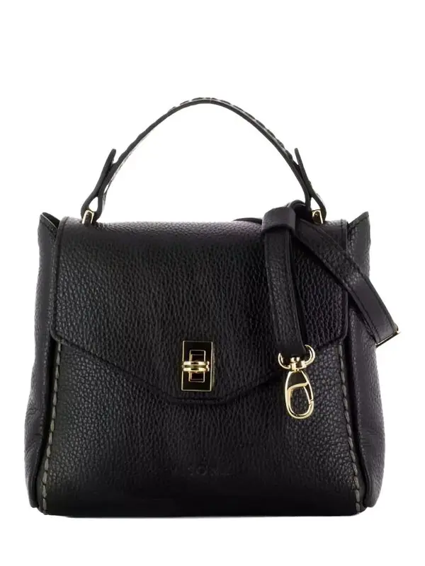 VISONA` Twist-lock Leather Tote - Black
